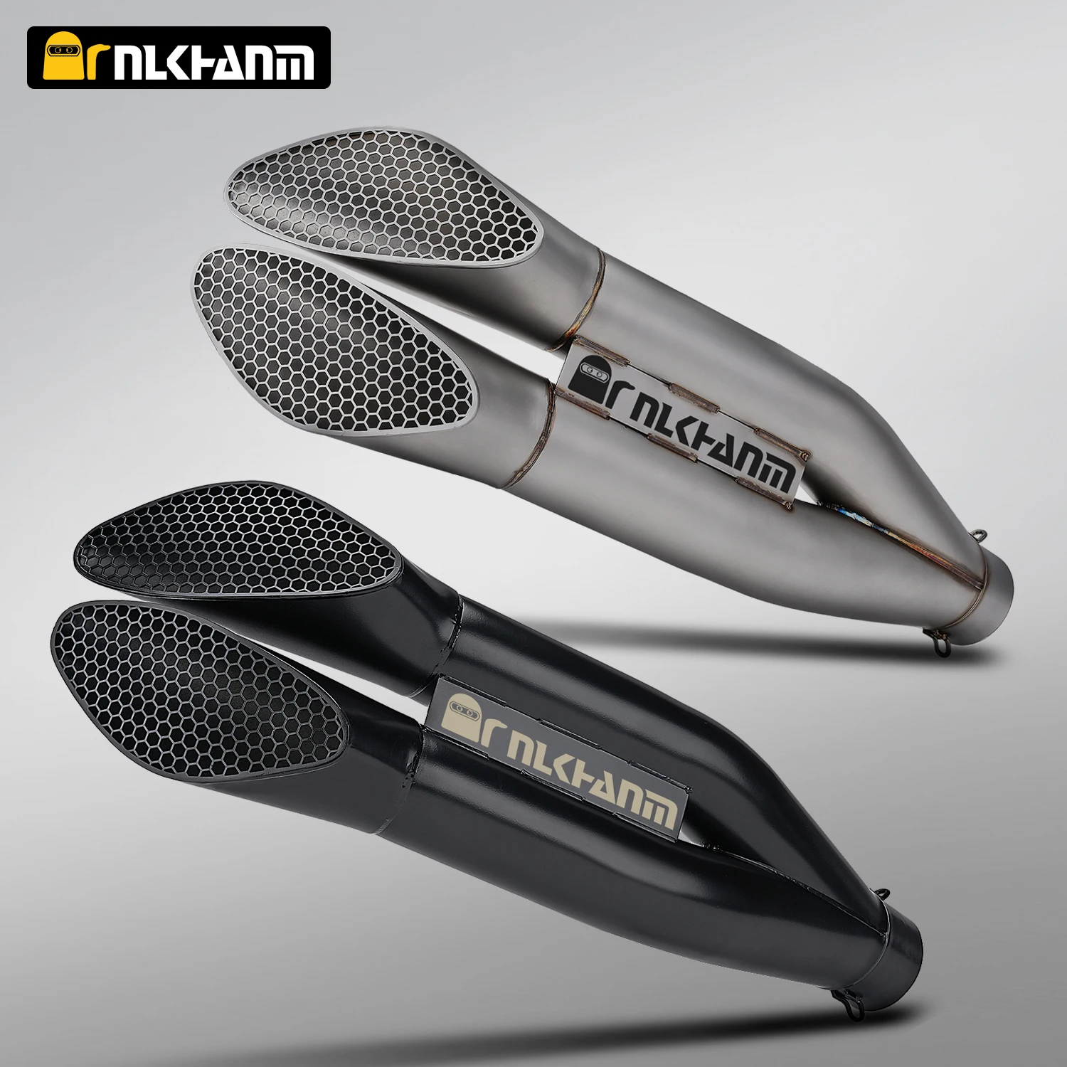 Universal 60mm Gemini stainless steel dual outlet muffler for R9 R1 GSX ...