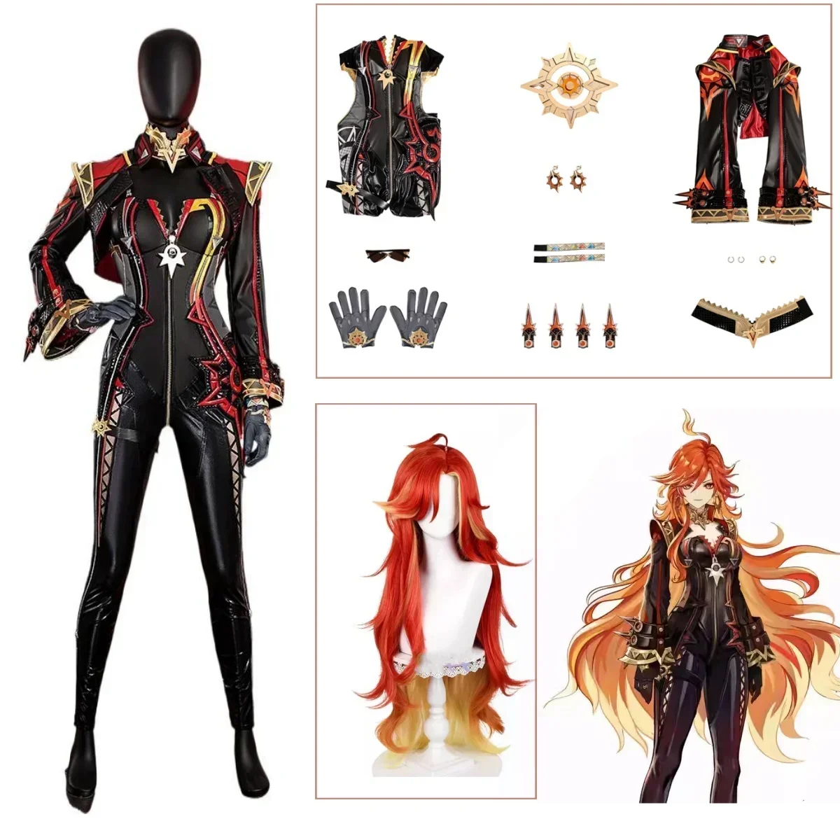 Disfraz de Cosplay de Genshin Impact Mavuika shaom Traje de juego Pyro ...