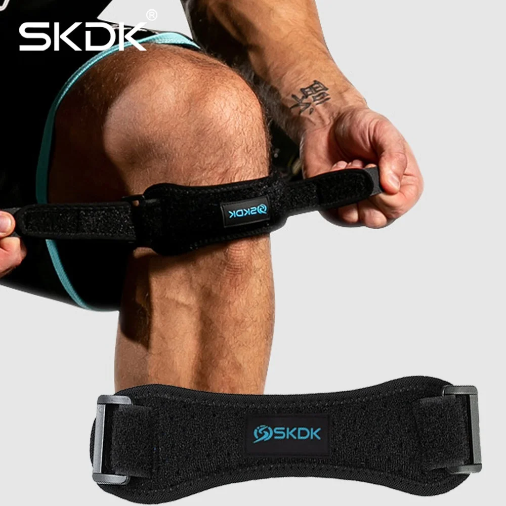 Skdk 슬개골 무릎 보호대 1 개 조절 가능한 실리카 젤 무릎 힘줄 스트랩 보호대 무릎 패드 달리기 스포츠 사이클링 체육관