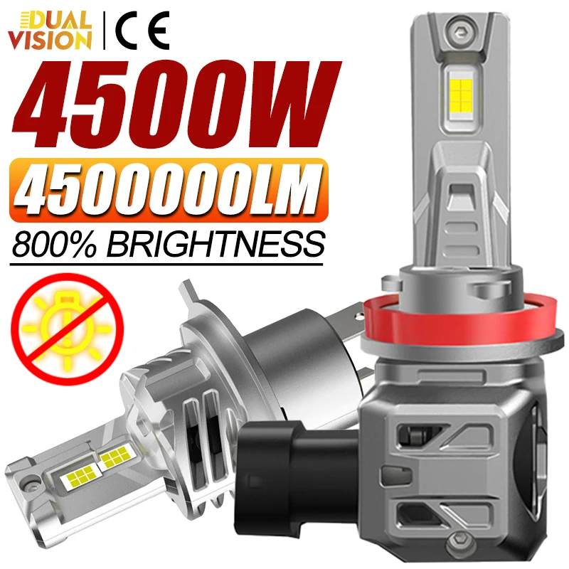 H4 H7 Led Car Headlight 4500W 4500000LM Wireless Canbus H8 H9 H11 9005 ...
