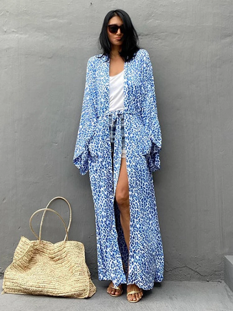 Leopard Print Beach Cover | Long Beach Cover Leopard | Beach Fashion ...