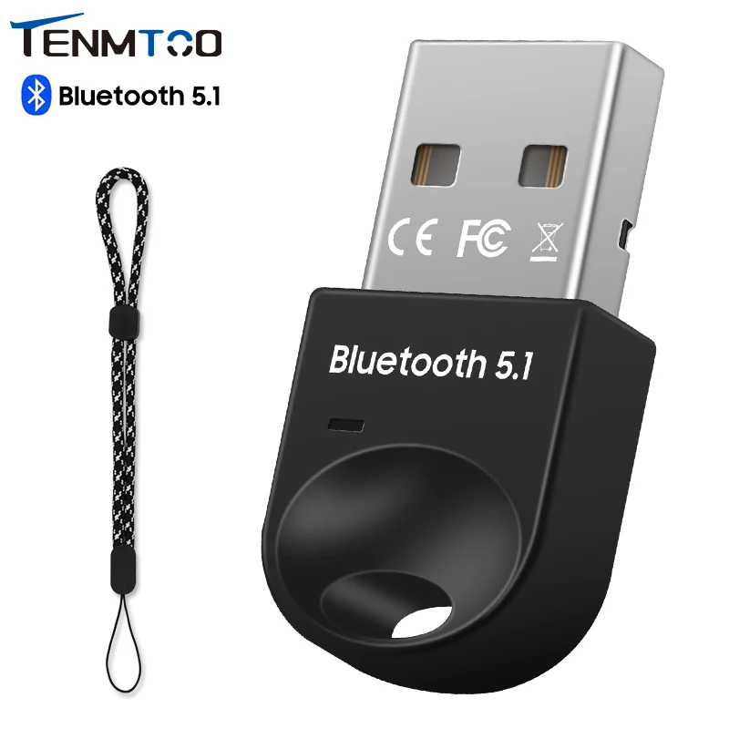 Tenmtoo USB Bluetooth 5.1 Adapter Dongle Receiver for PC Wireless Mouse ...