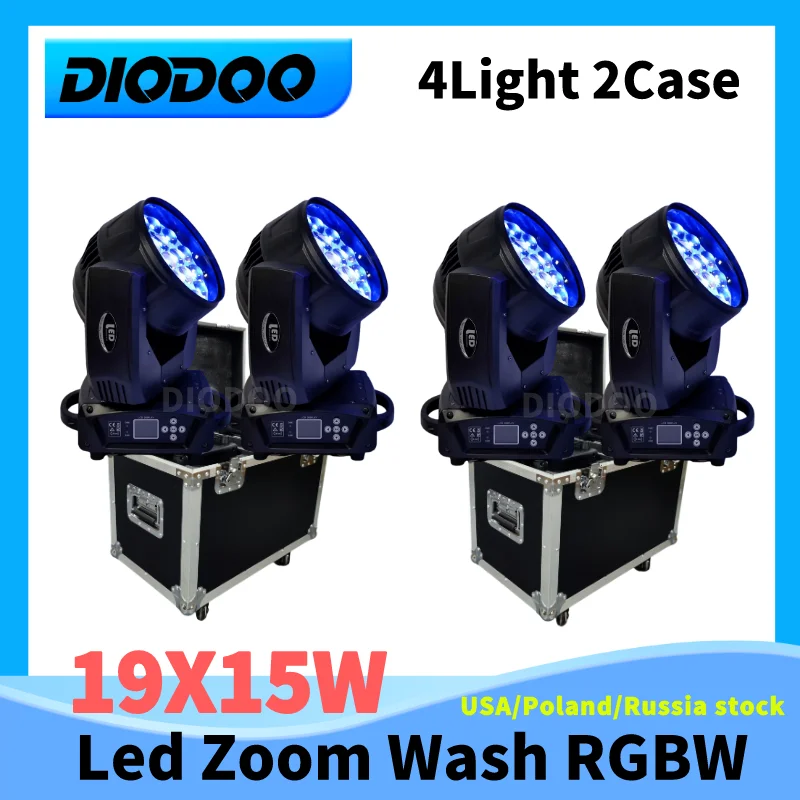 Tax-Free-4pcs-Flycase-Led-Zoom-Wash-19x-15w-CTO-Aura-ECO-Lyre-Wash ...