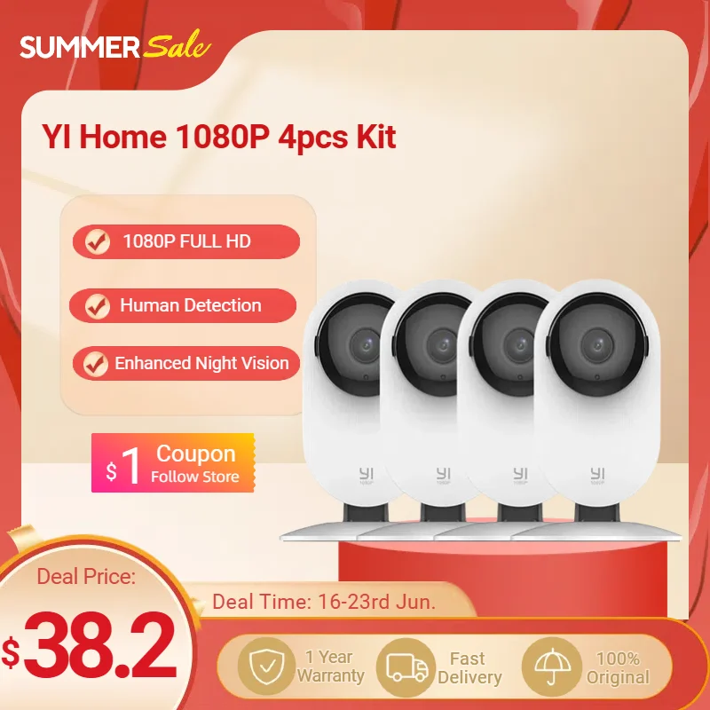 YI-4pc-Home-Camera-1080P-Kits-Wi-Fi-IP-Security-Surveillance-Smart ...