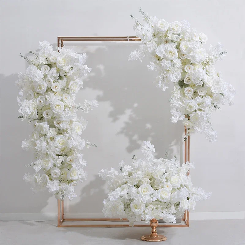 White-Cherry-Blossom-Rose-Hang-Corner-Flower-Row-Artificial-Flowers ...