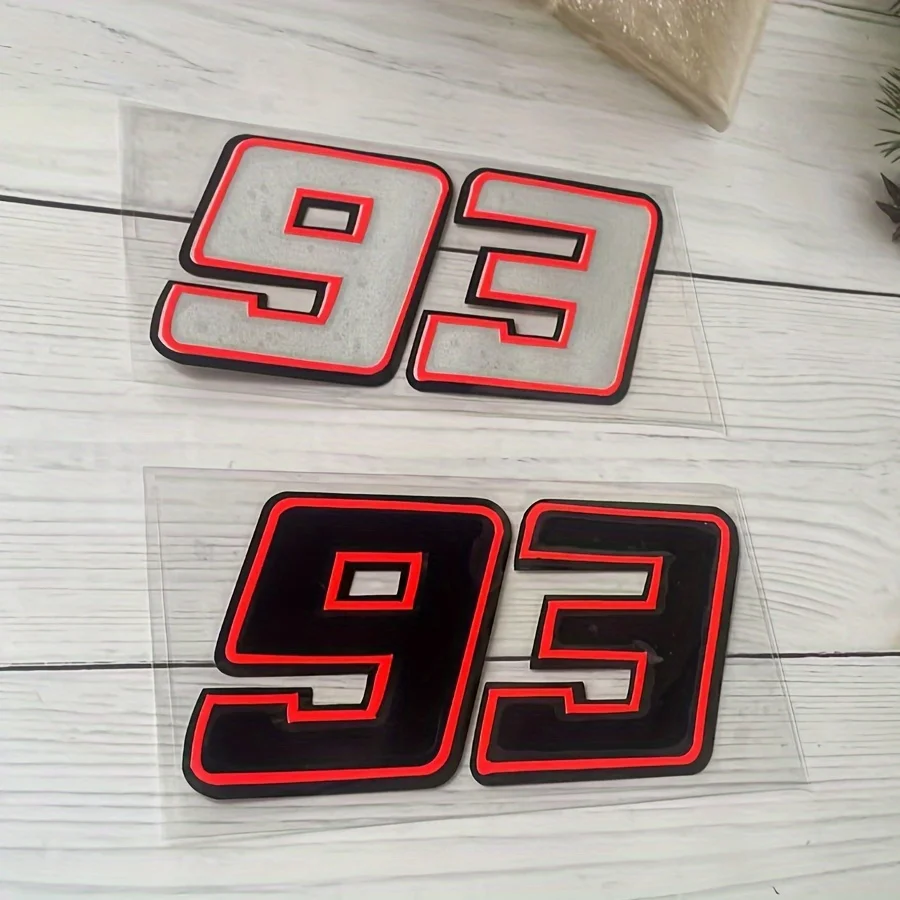 1PC "93" Racing Number Decals - 2 Styles (Black/Gray Base), Auto Decor ...