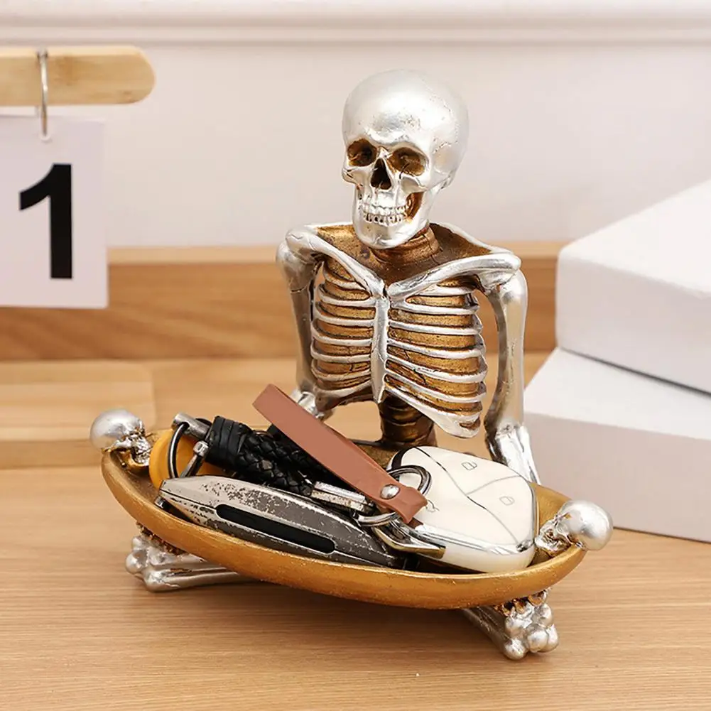 Realistic Skull Display Halloween Skeleton Candy Bowl Fruit Plate Set ...