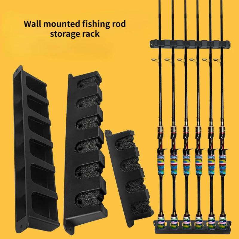 Fishing Rod Holders 6 Rod Rack Vertical Pole Holder Wall Mount Modular ...