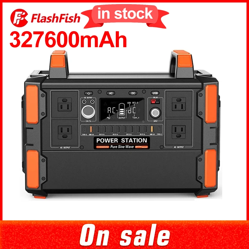 In Stock FlashFish 110V 240V AC 1000W Portable Solar Power Back ...