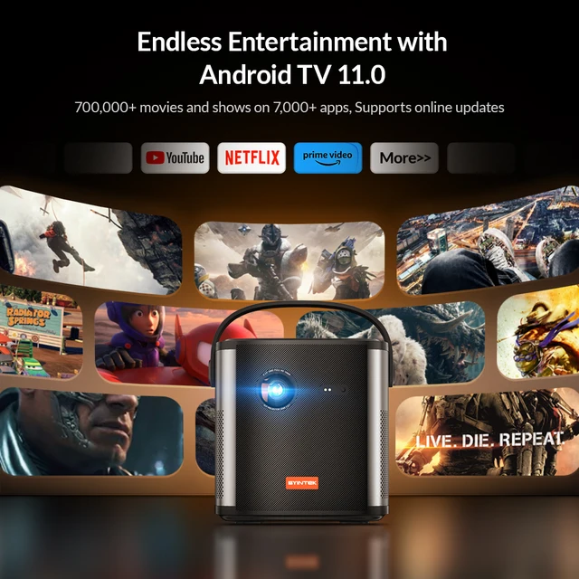 BYINTEK U80 Max Projector 3D 4K Cinema Android 11.0 WiFi Mini Portable ...