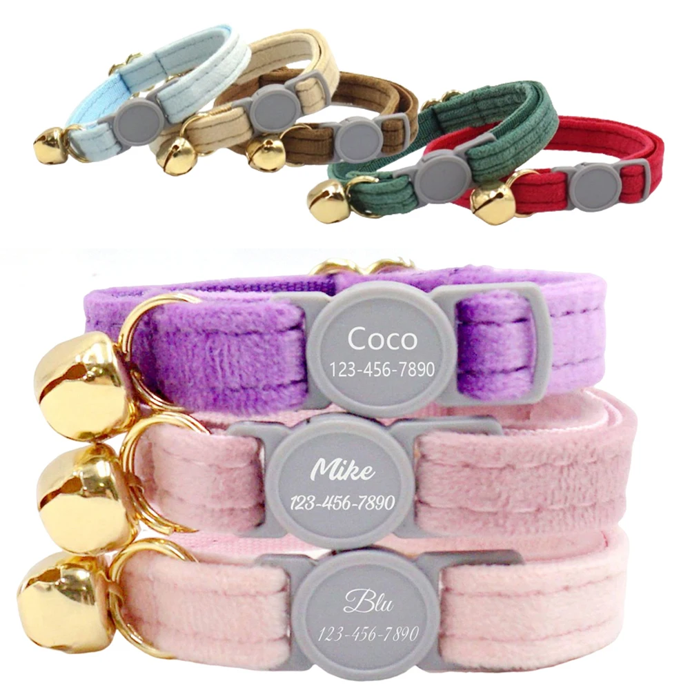 Personalized-Cat-Collar-Name-Velvet-Safety-Breakaway-Collar-for-Cat ...