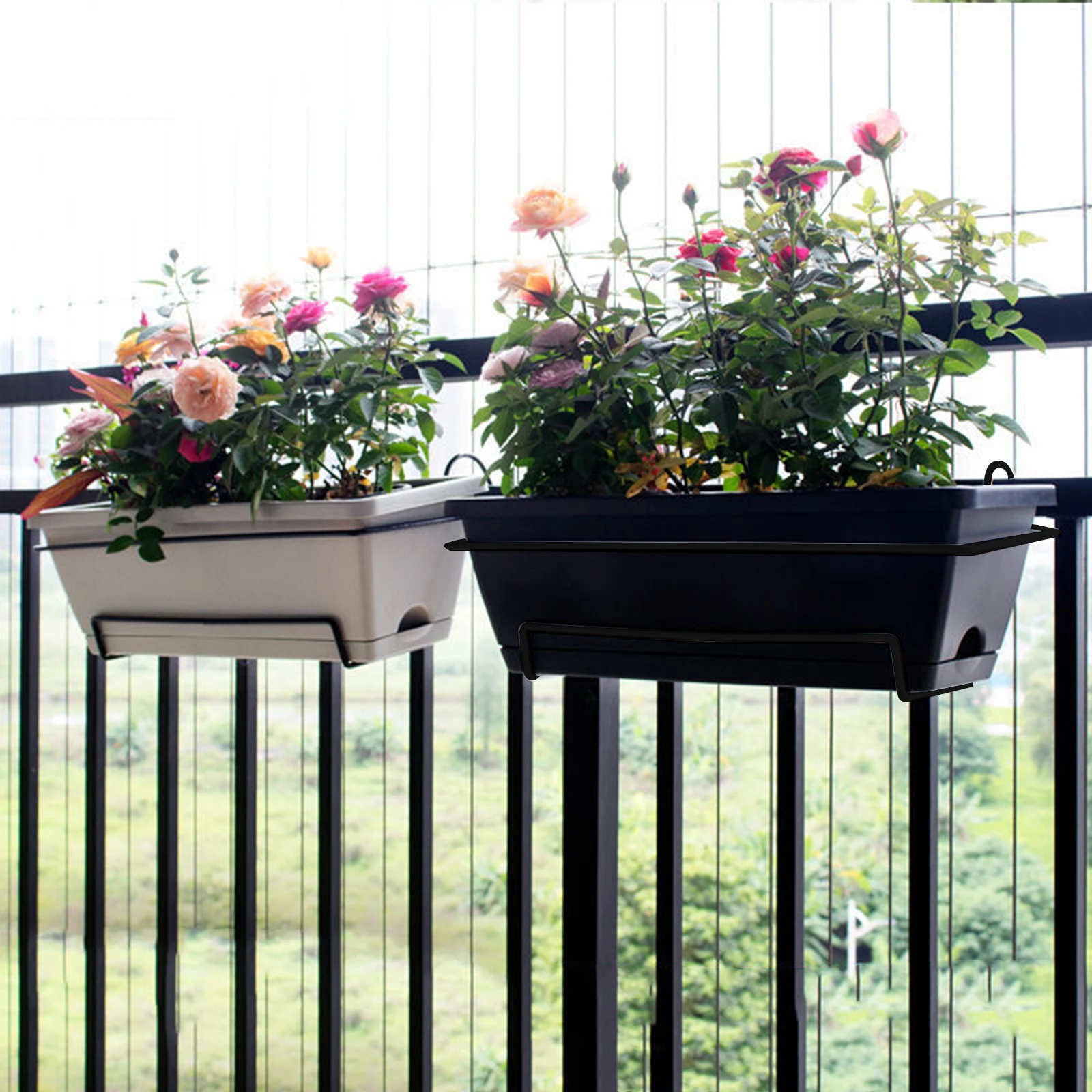 Balcony-Railing-Planter-Flowerpot-Rectangular-Hanging-Garden-Planter ...