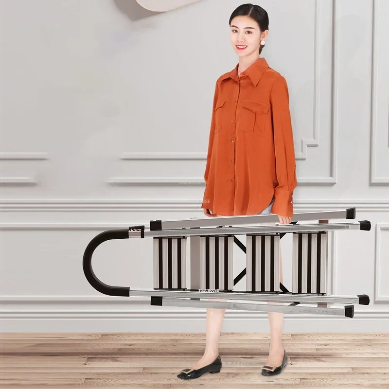 Folding-Aluminum-Ladder-Home-Indoor-Mobile-Step-Stools-Multi-functional ...