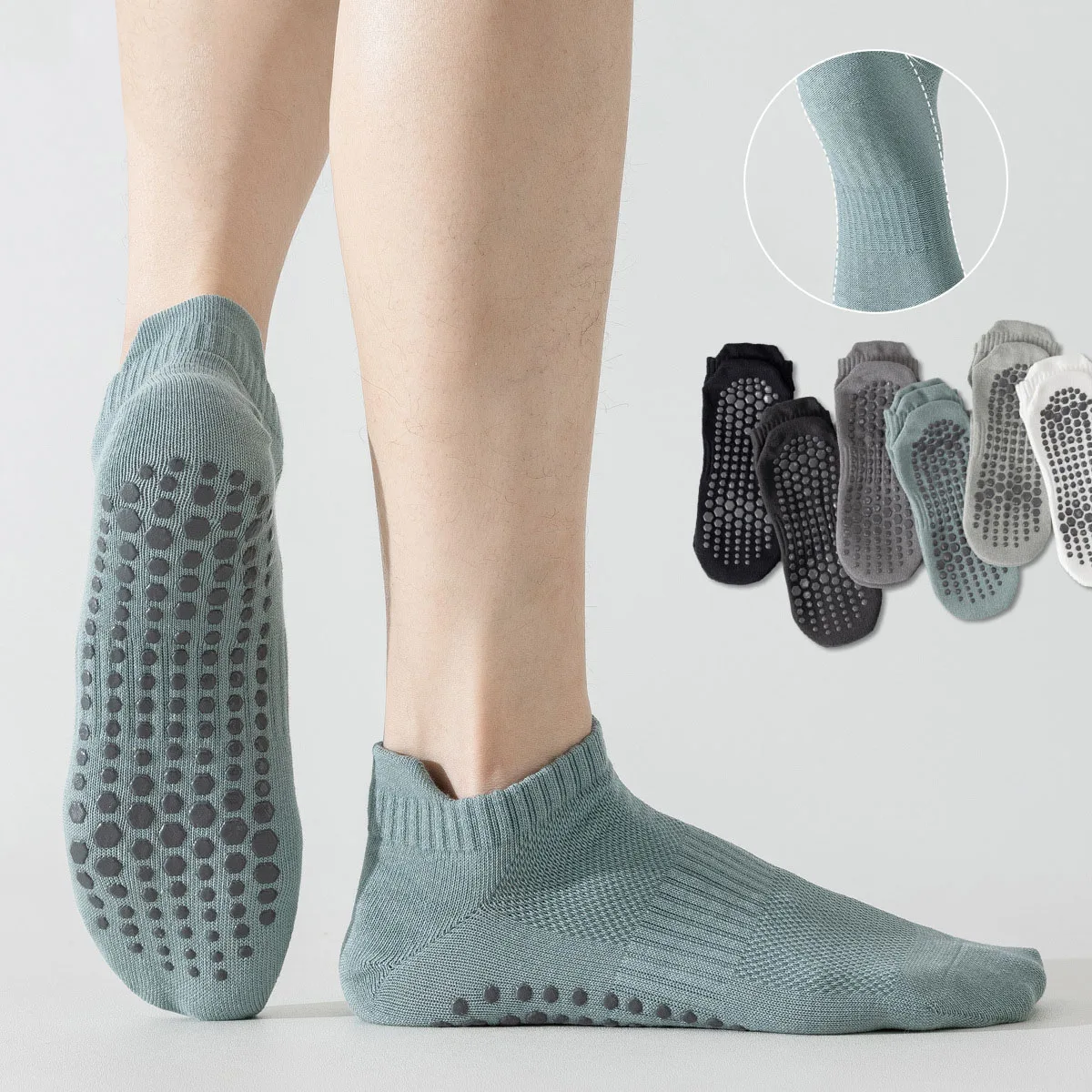 Yoga Socks Men Cotton Thin Silicone Non-slip Grip Pilates Low-ankle ...
