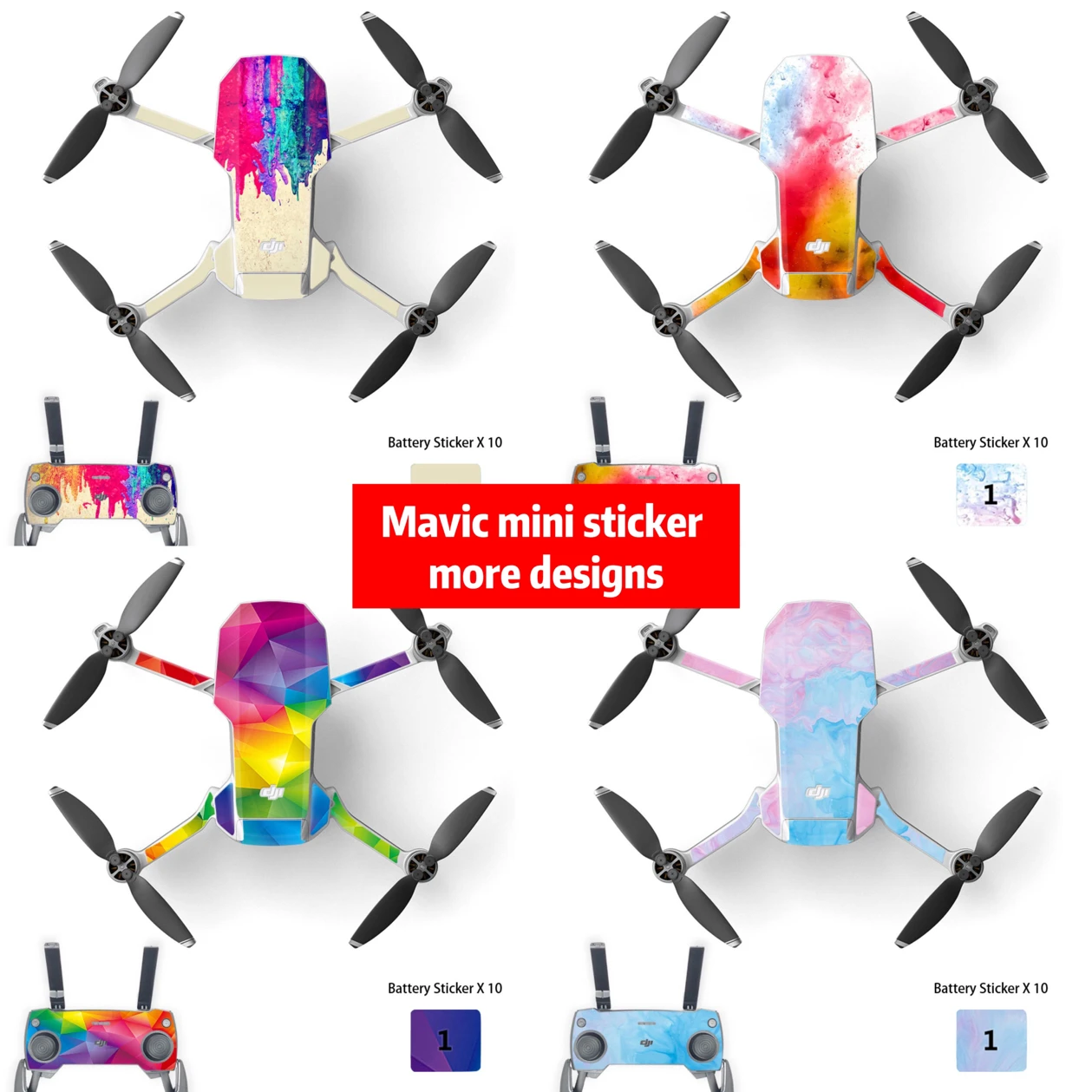 Colorful design for DJI Mavic mini Skin Protective PVC Stickers for DJI ...