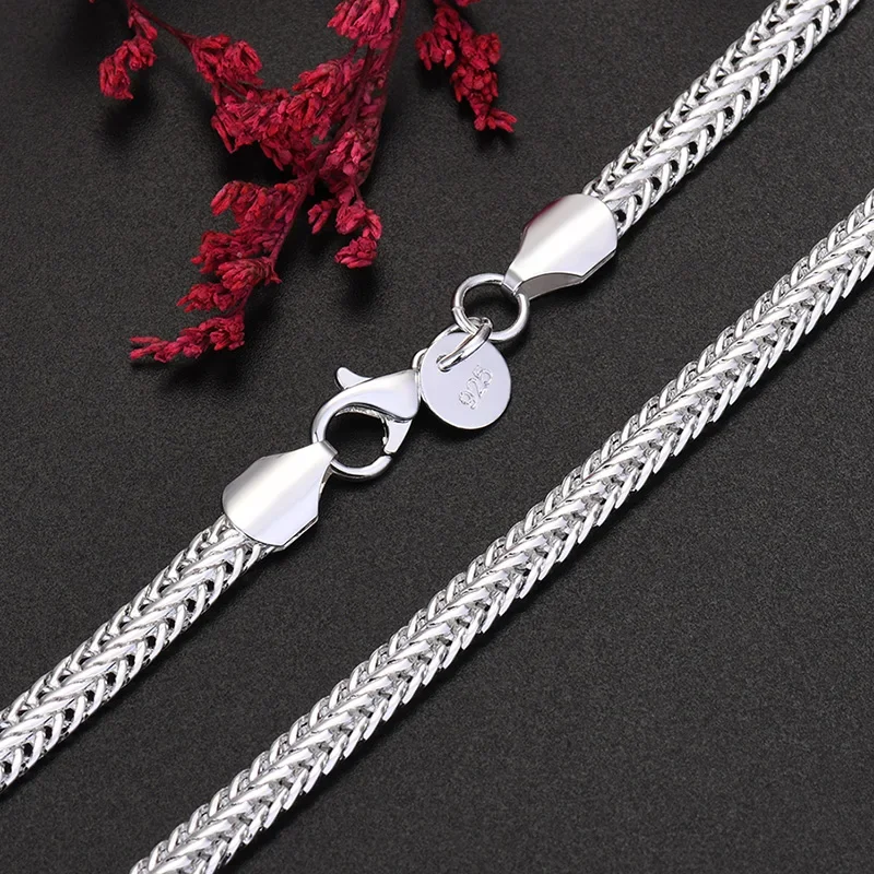 925 Sterling Silver Trendy Chain Necklace for Women Men Lady Jewelry ...
