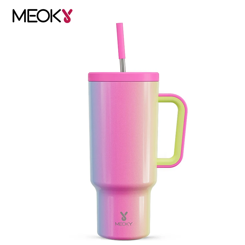 Meoky-40oz-1182ml-Tumbler-with-Handle-Straw-Thermos-Coffee-Cup ...
