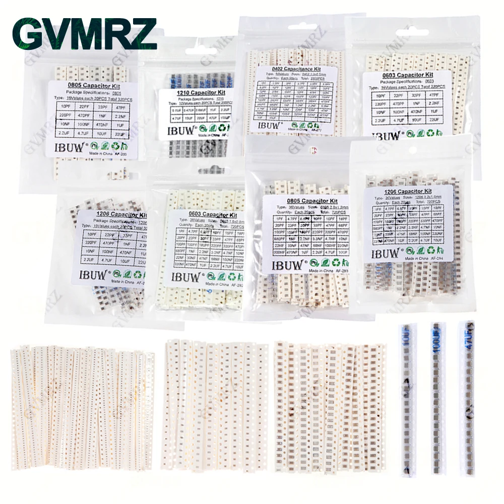 0402 0603 0805 1206 Kit surtido de condensadores cerámicos SMD 1pF ...