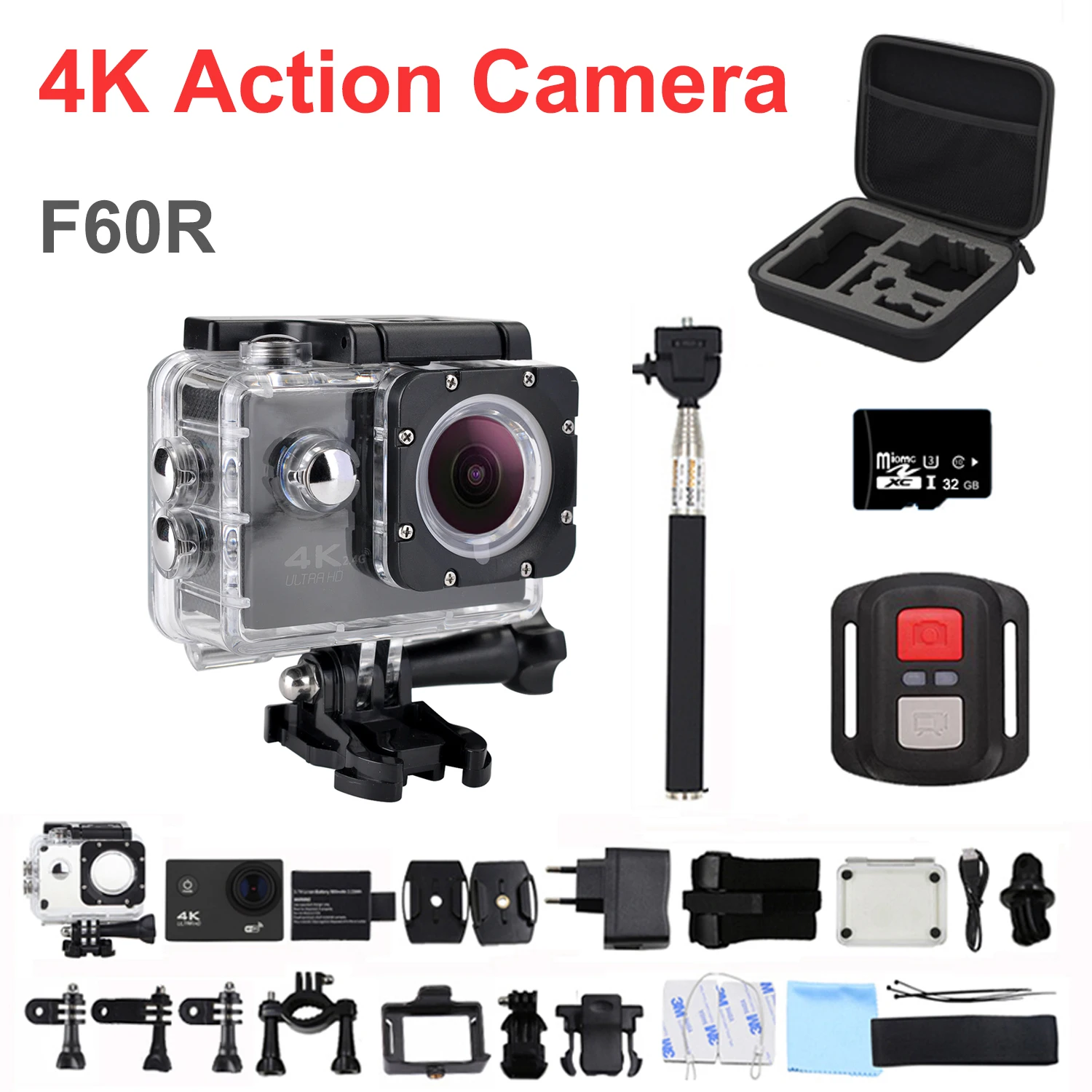 Mini Caméra d'Action 4K Ultra HD,Caméscope WiFi avec Télécommande,16MP ...