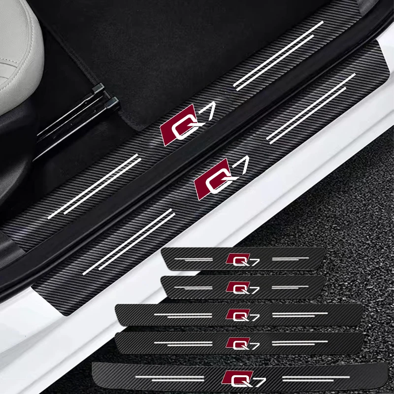 Auto Carbon Fiber Decals Stickers Car Door Threshold Scuff For Audi Q7 ...