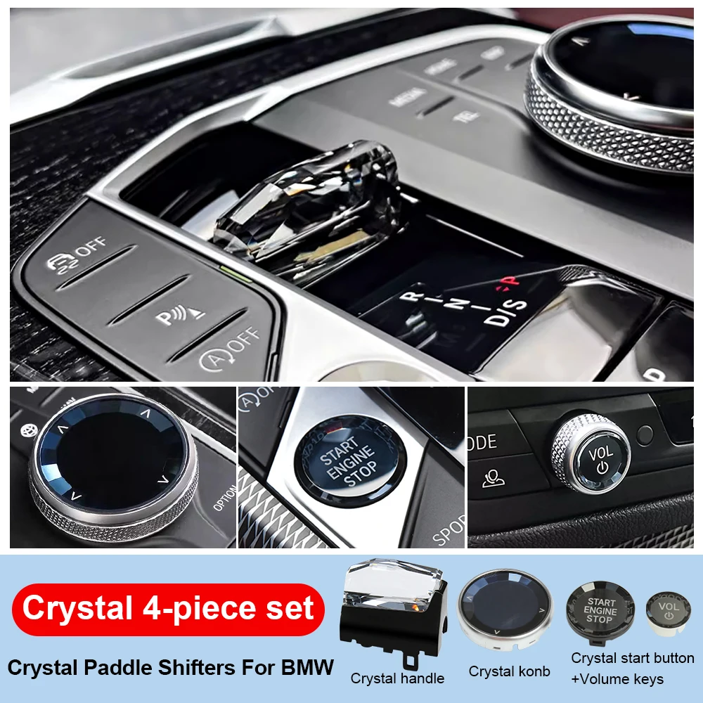 4 Piece Set Crystal Gear Shift Knob for BMW G20 G21 G28 G12 X6 G06 X7 ...
