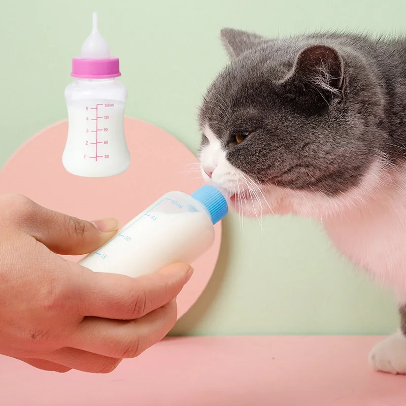 Replaceable Pacifier Puppy Dog Cat Feeder Set PP Silica Gel Pet Feeding ...
