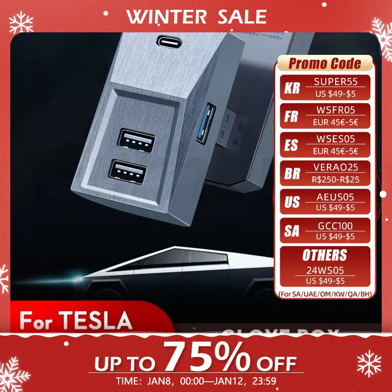 Glovebox-USB-Hub-For-Tesla-Model-3-Model-Y-2021-2023-Digital-Display ...