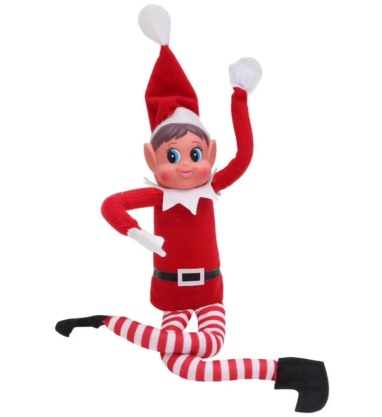 Adornos navideños Elfie Boy y Elf Girl elfo en el estante un estante ...