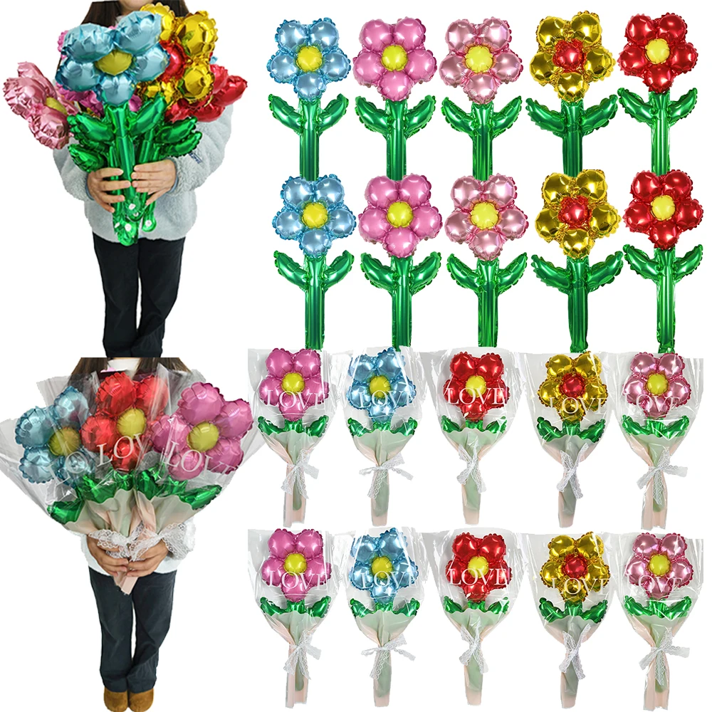 10/20/30 pz Fiore Foil Palloncino 17 × 40 cm Floreale Colorato A Forma ...