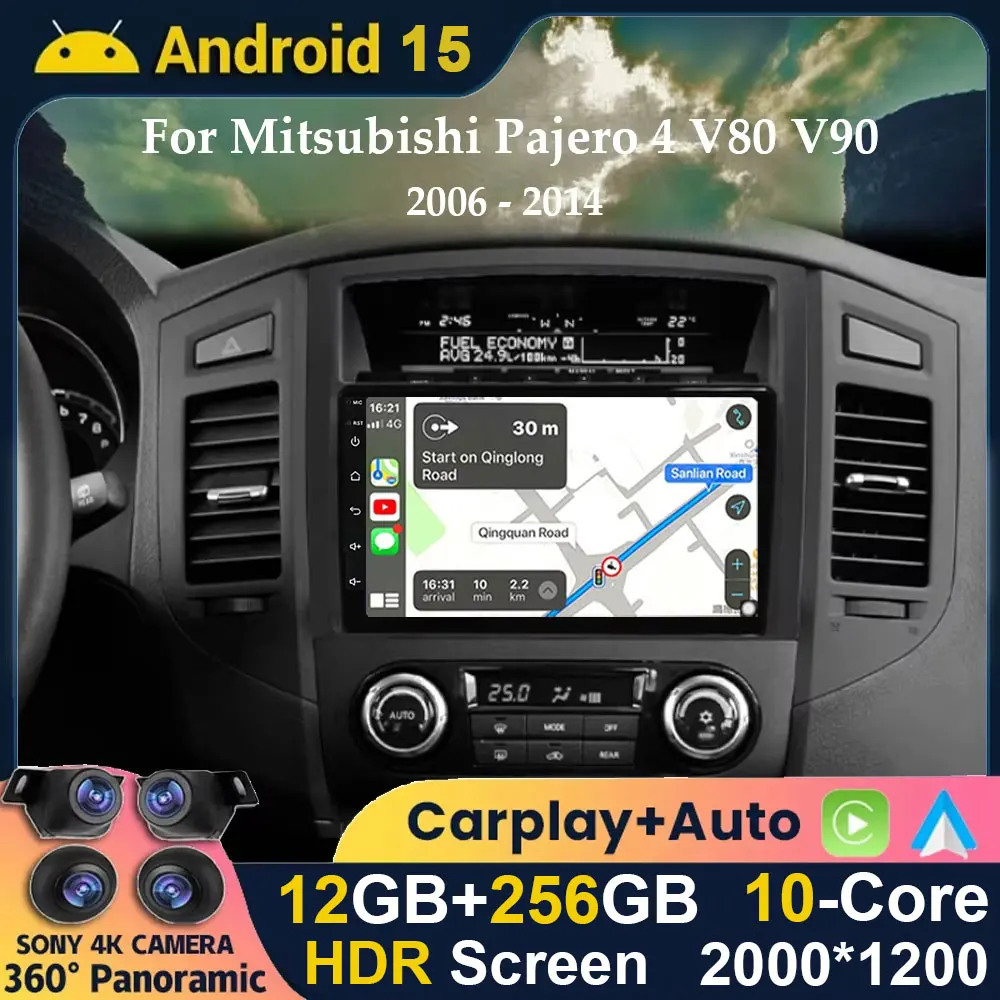 Android 15 Car Radio Carplay Android Auto For Mitsubishi Pajero 4 V80 ...