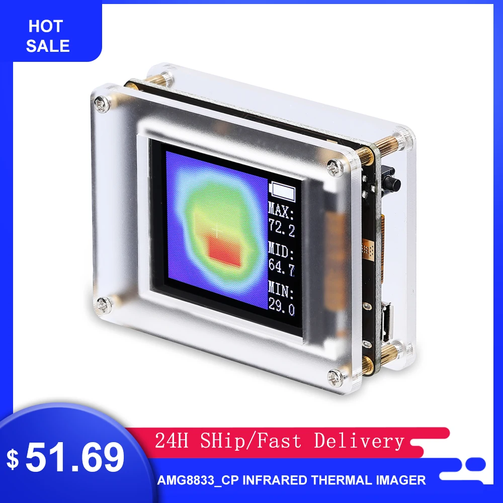 Amg8833_cp/amg8833 Infrared Thermal Imager Thermal Camera 1.8 Inch Tft ...