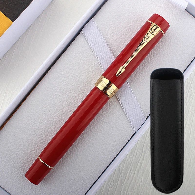 Jinhao 100 Red Centennial Resin Fountain Pen Ef/f/m/bent Nib With Converter Golden Clip Business ...