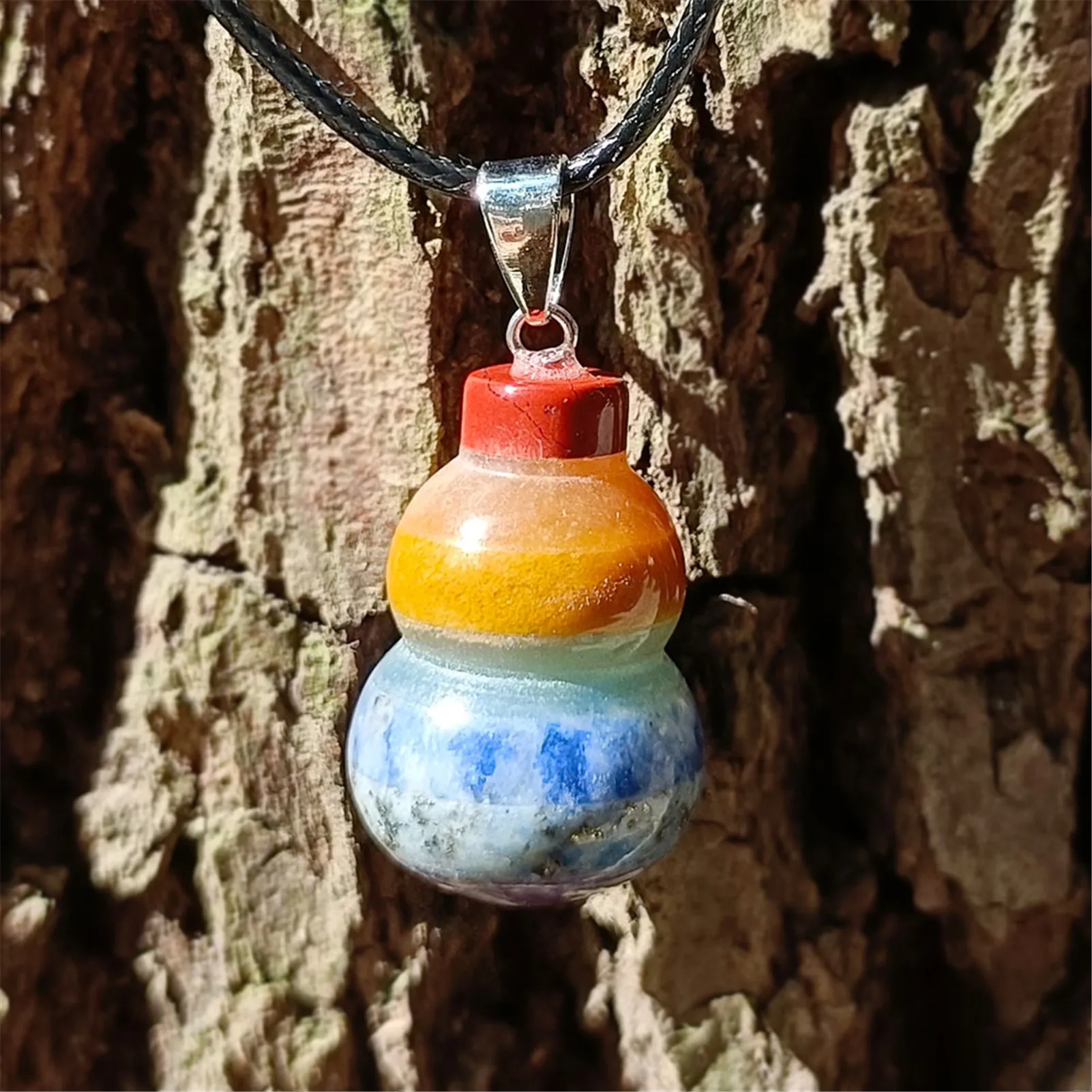Gourd-Shape-Pendant-Necklace-Natural-Crystal-Stitching-Colorful ...