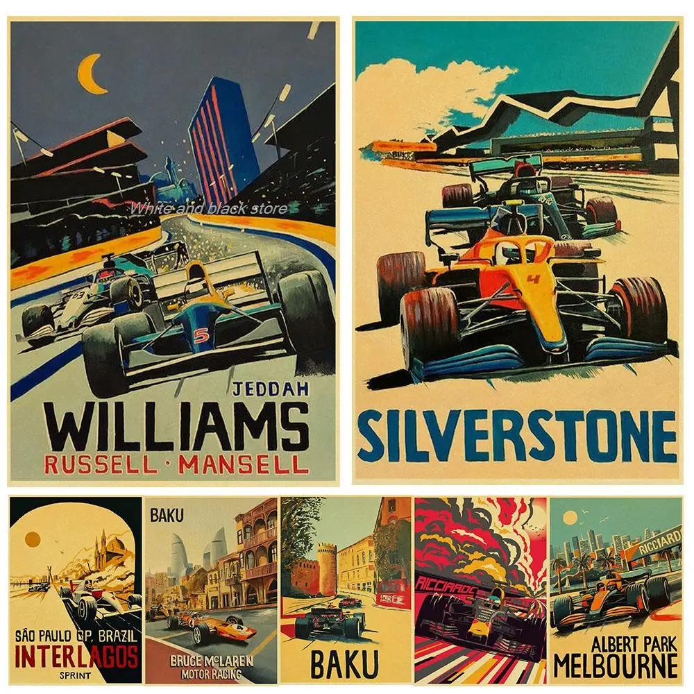 Vintage Formula 1 Racing Car Posters - 80s F1 Team Wall Art Decor ...