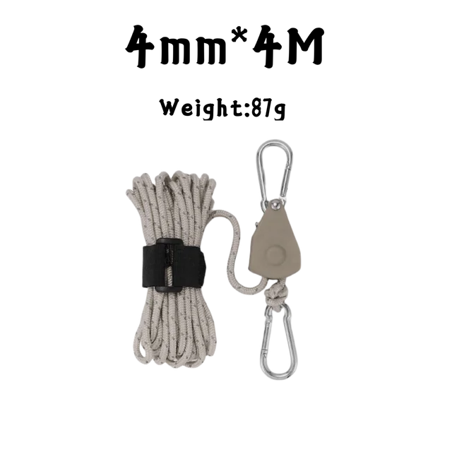 4/5M Camping Rope Tent Adjustable Rope Fastener Fixed Buckle Pulley ...