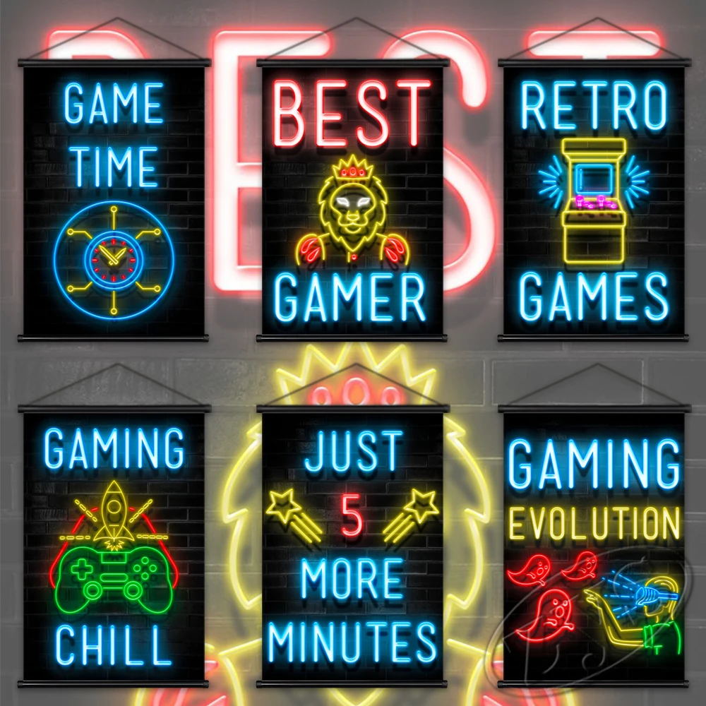 CAT-AND-GAMING-GAME-TIME-Poster-Hanging-Scrolls-Classic-Art-Mural ...