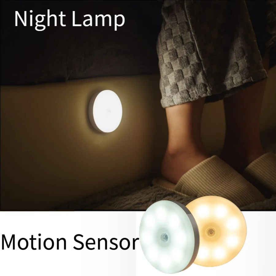 Motion Sensor LED Night Light Chargeable Smart Wall-Mounted Lamp for ...