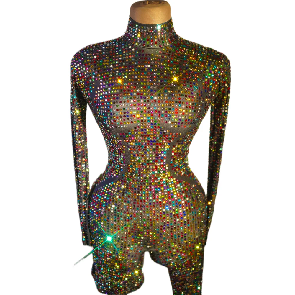 Multicolor-Diamonds-Bodycon-Rompers-Women-Sexy-Performance-Wear-Dance ...