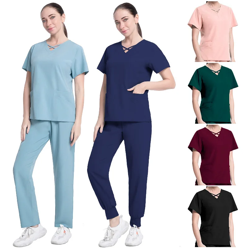 Women-V-neck-Scrub-set-Doctor-surgical-suit-split-set-hospital-cllinic ...