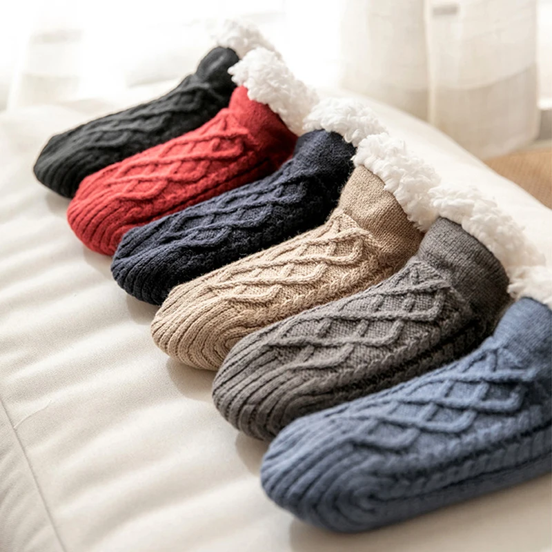 Home-Winter-Woolen-Socks-Women-Thicken-Warm-Home-Bedroom-Socks-Slippers ...