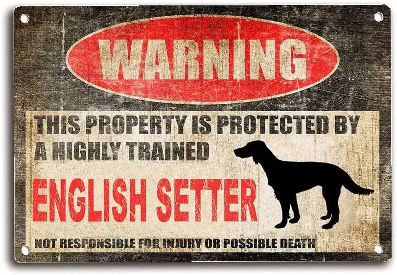Tin-Sign-Beware-Dog-Tag-Fence-English-Setter-Sign-This-Property-is ...