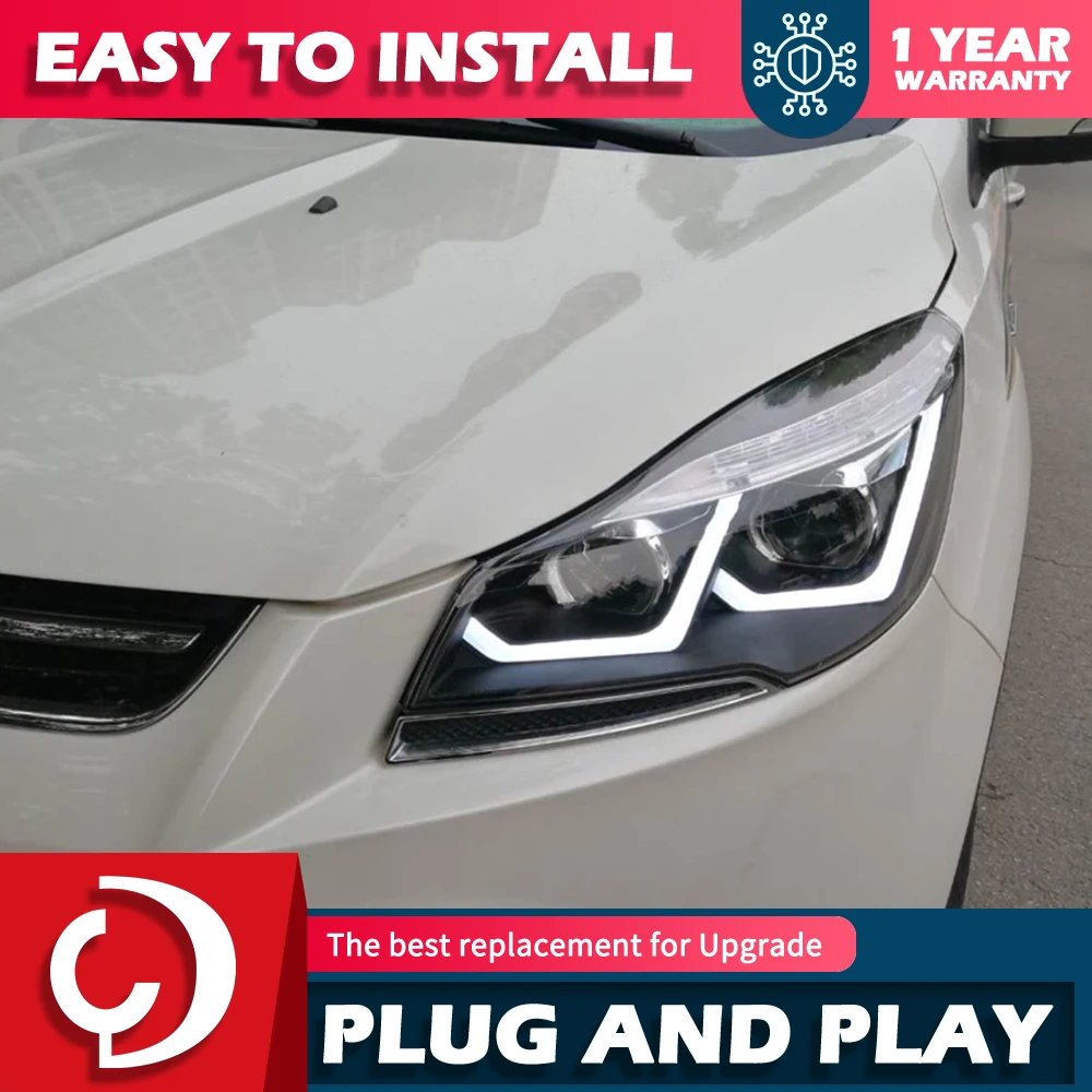 2-PCS-Car-Goods-For-Ford-Kuga-Escape-2013-2016-Head-lamp-LED-Headlight ...