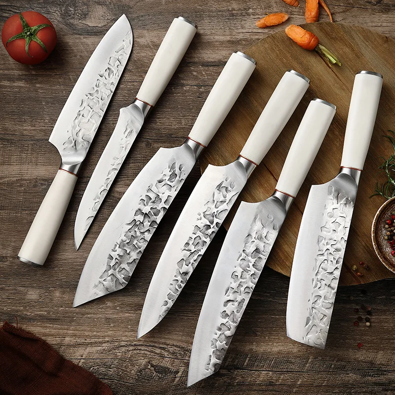 White Professional Kitchen Knives Set | Set Professional Chef Kitchen ...