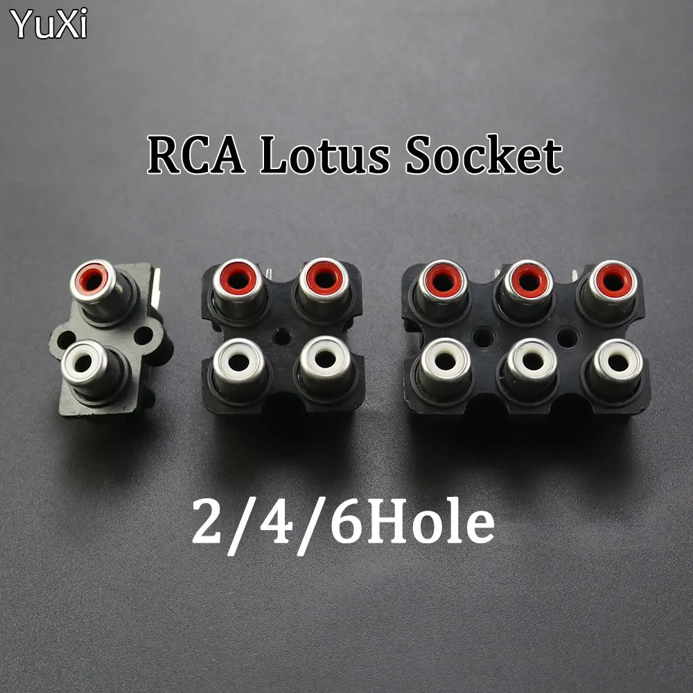 1-10PCS-2-4-6-Hole-RCA-Female-Stereo-Audio-Jack-AV-Audio-Input-Socket ...