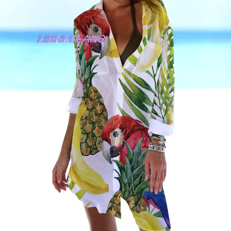 Blusa larga con estampado 3D para mujer, camisa de manga larga con ...