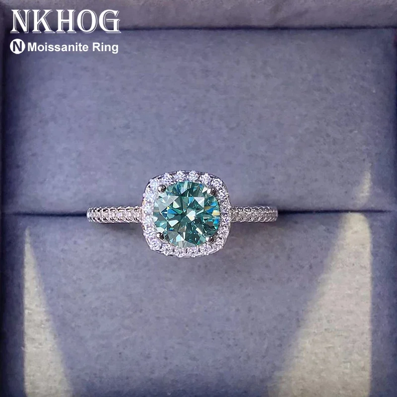 Real-3-Carat-Blue-Green-Moissanite-Rings-925-Sterling-Silver-Brilliant ...