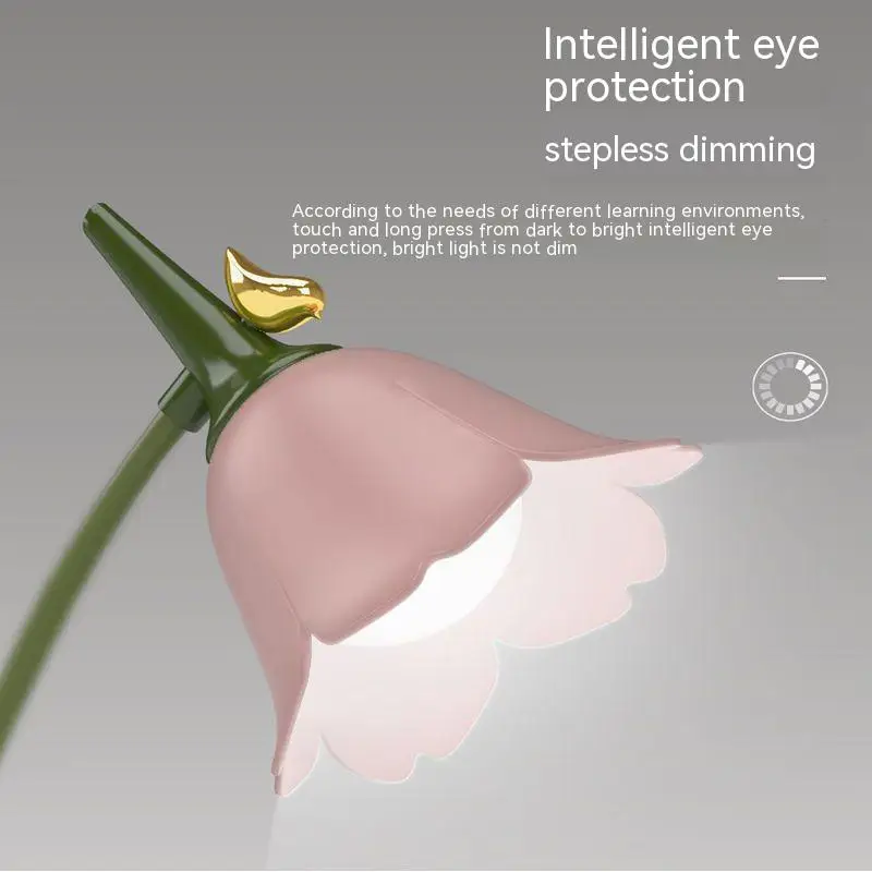 Flower LED Desk Lamp Student Bedroom Room Lighting Touch Reading Lamp ...