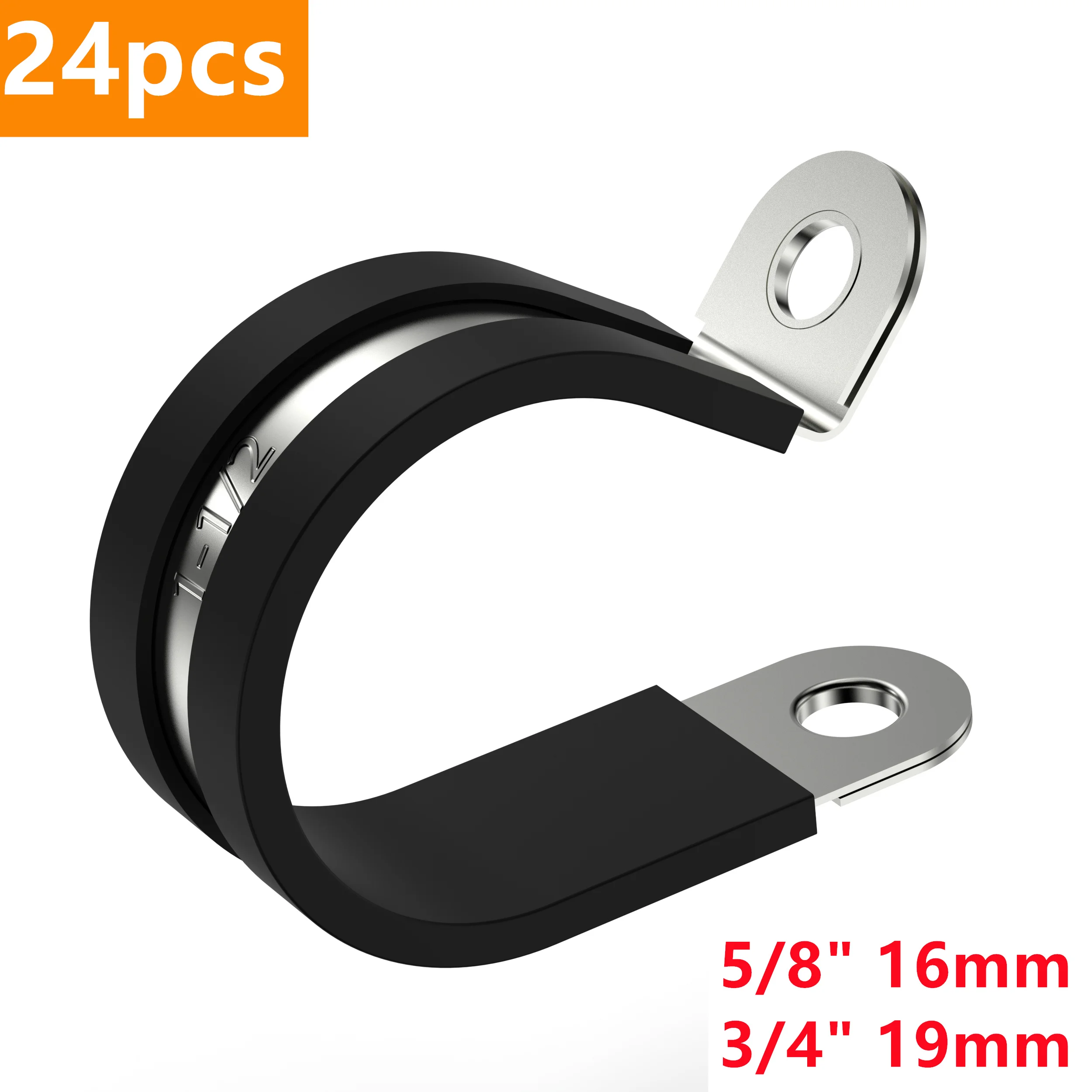 24pcs-16mm-Rubber-Lined-P-Clips-Wiring-Hose-Clamp-High-Quality-R-type ...