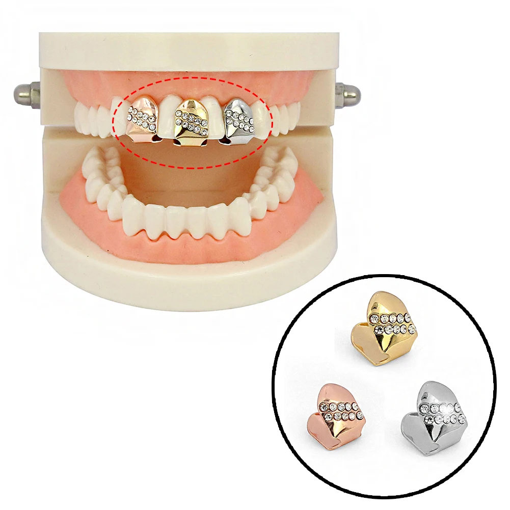Single Braces Gold Plated Hiphop Single Tooth Cap Top Bottom Dental ...