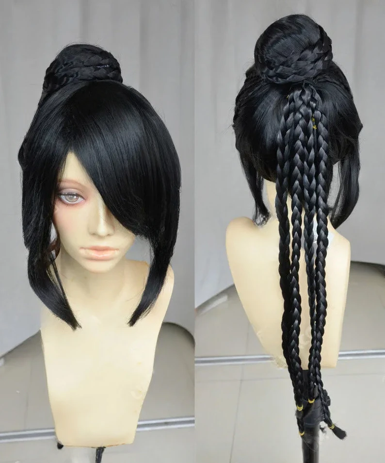 FREE-SHIPPING-Final-Fantasy-lulu-Braids-Head-Wig-Black-Bag-Braid ...